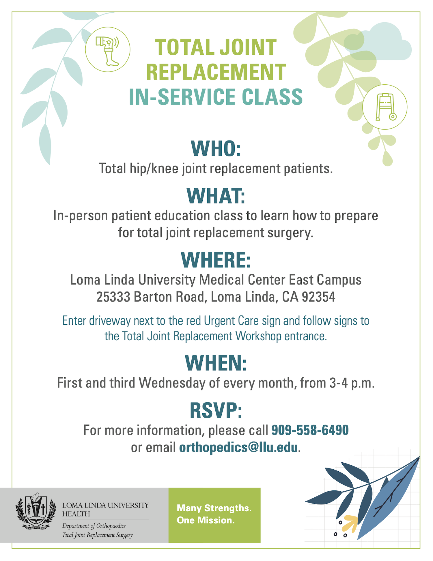 Joint replacement surgery prep class at Loma Linda University Health Orthopaedics | News